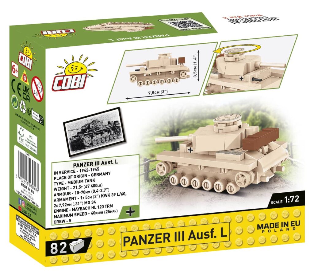 COBI 1:72 scale Panzer III Ausf.L Micro Tank #3090 - Military Bricks I ...