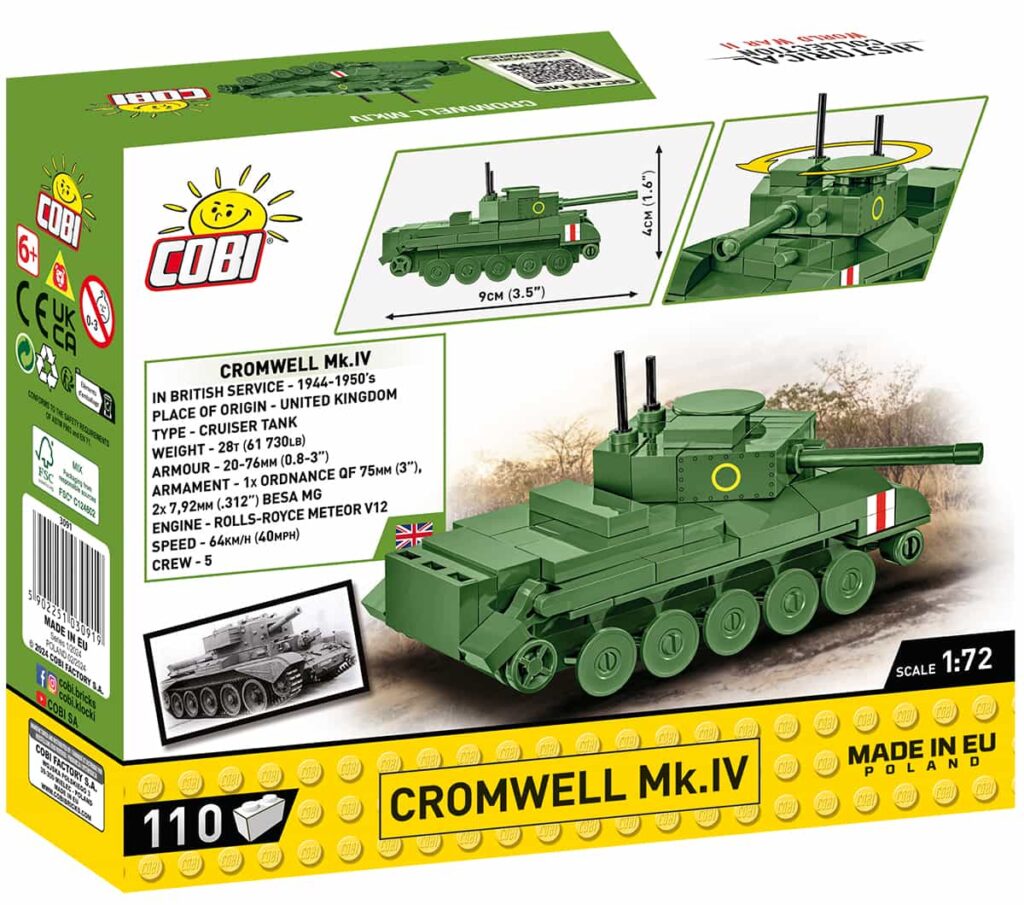 COBI 1:72 Scale Cromwell MK.IV Micro Tank #3091 - Military Bricks I ...