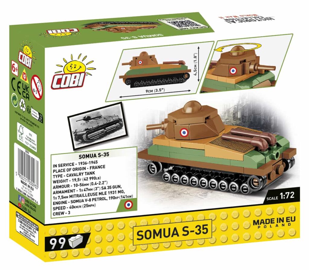 COBI 1:72 Scale Somua S-35 Micro Tank #3093 - Military Bricks I Cobi ...