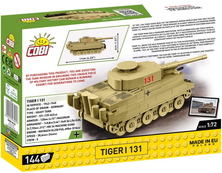 COBI 1:72 Scale Tiger I 131 Micro Tank #3095 - Military Bricks I Cobi ...