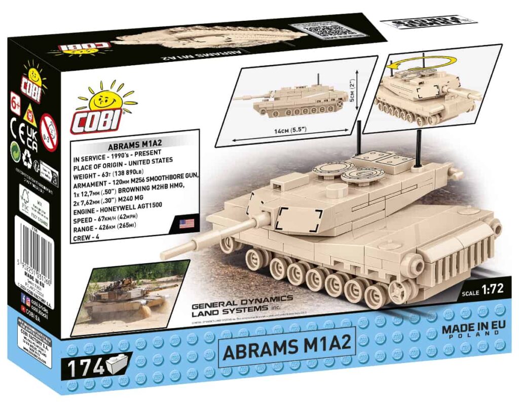 COBI 1:72 Scale Abrams M1A2 Micro Tank #3106 - Military Bricks I Cobi ...