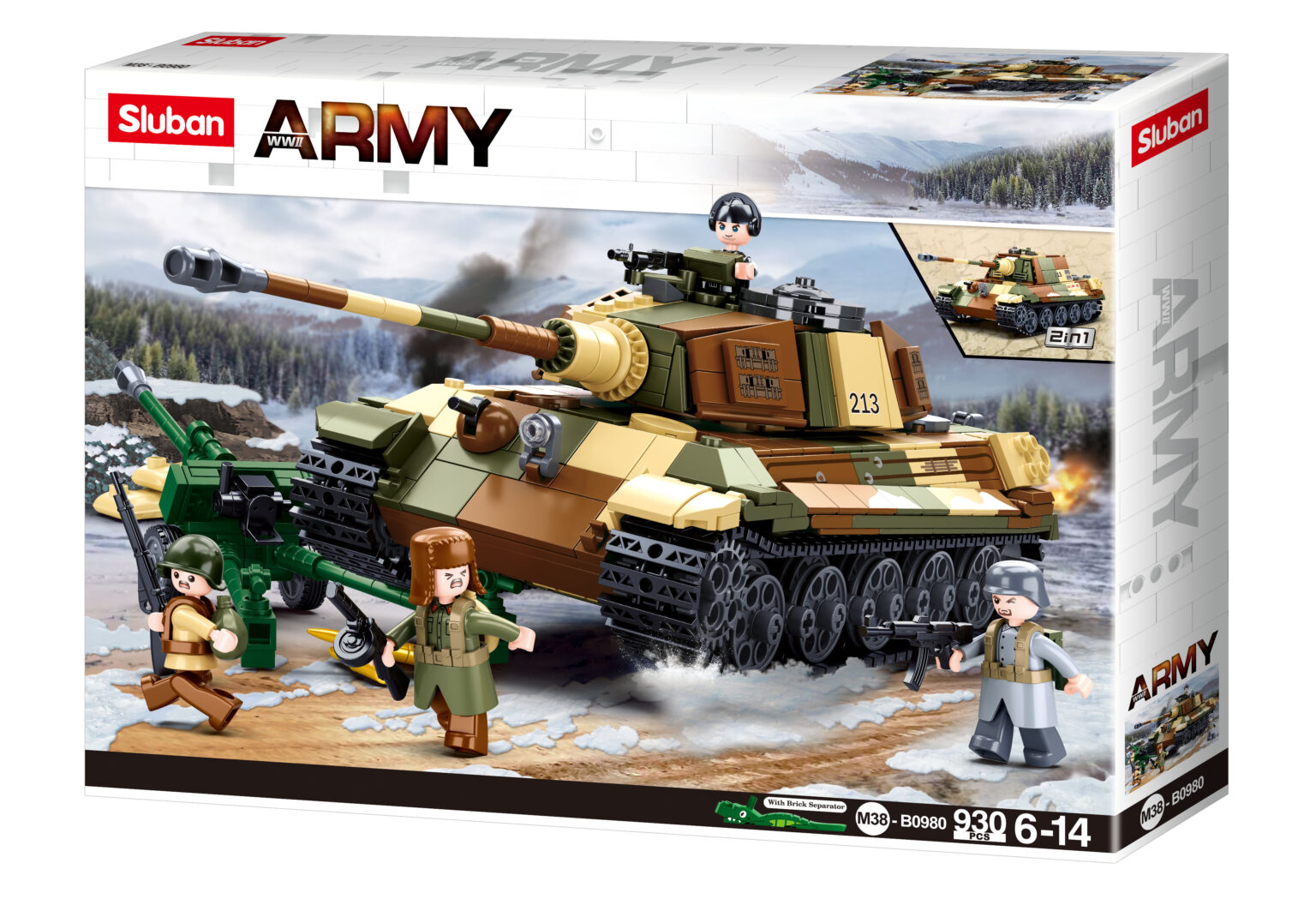 Sluban King Tiger Heavy Tank WWII (2in1) Set - Build 2 Classic German ...