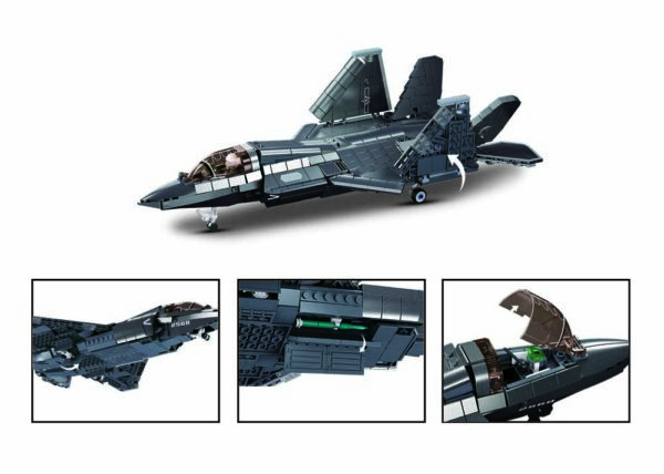 Sluban J-35 Stealth Aircraft Model - 838 Bricks - Modern Military Jet ...