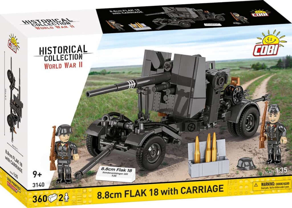 COBI 8.8cm Flak with Carriage | 1:35 Scale WW2 Anti-Aircraft Set #3140 ...